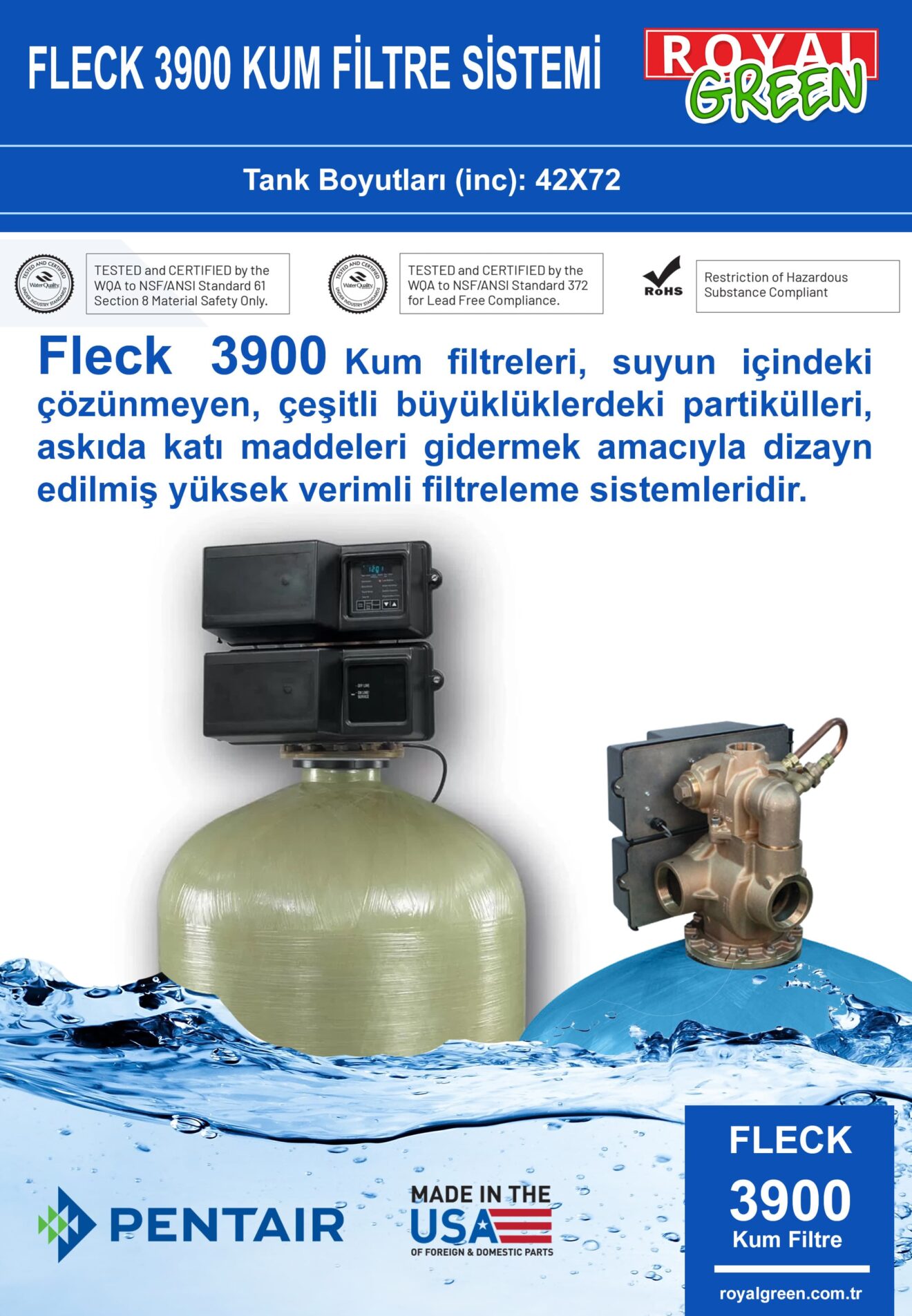 Pentair Fleck 3900 Valfli Kum Filtre Sistemi - Sanayi Tipi Ro Su Arıtma ...