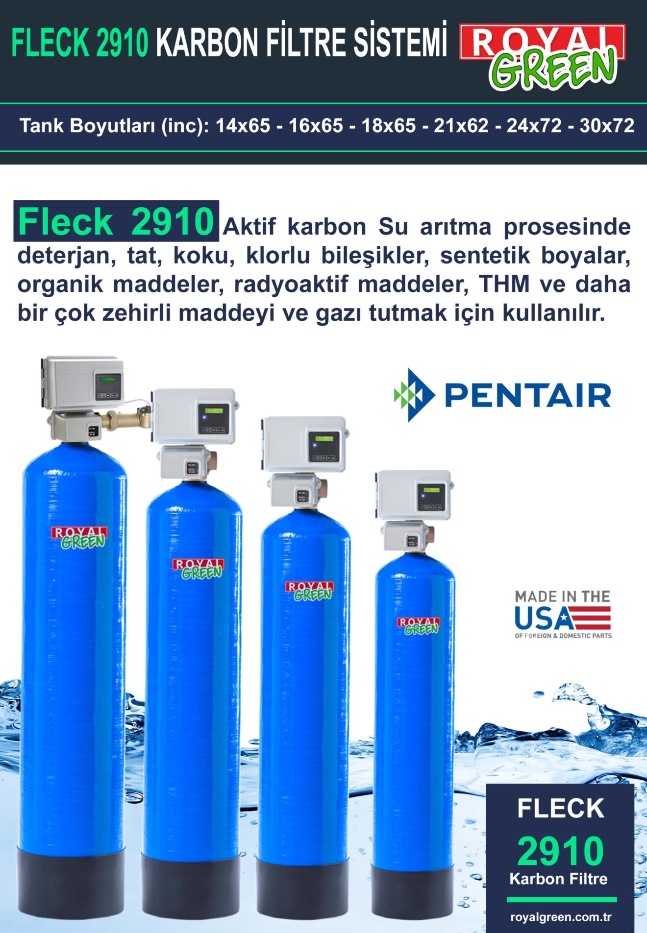 Pentair Fleck 2910 | Yüksek Performanslı Aktif Karbon Filtreleme